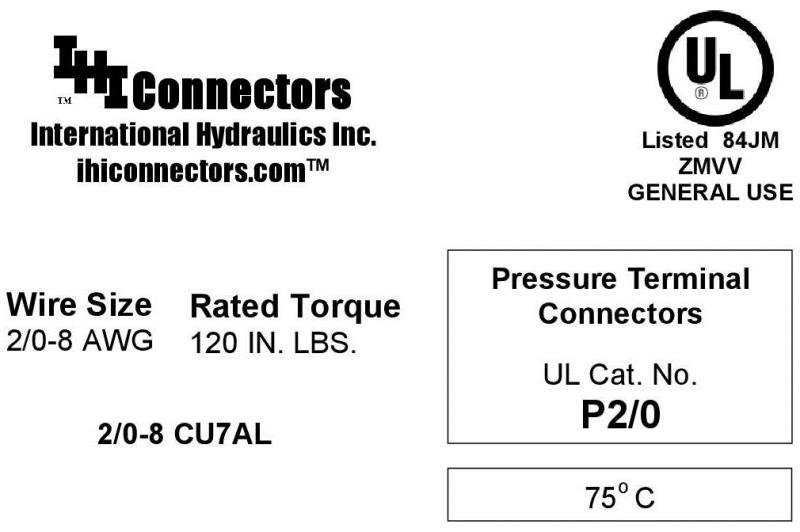 Brumall UL & CSA wire range & tightening torque labels